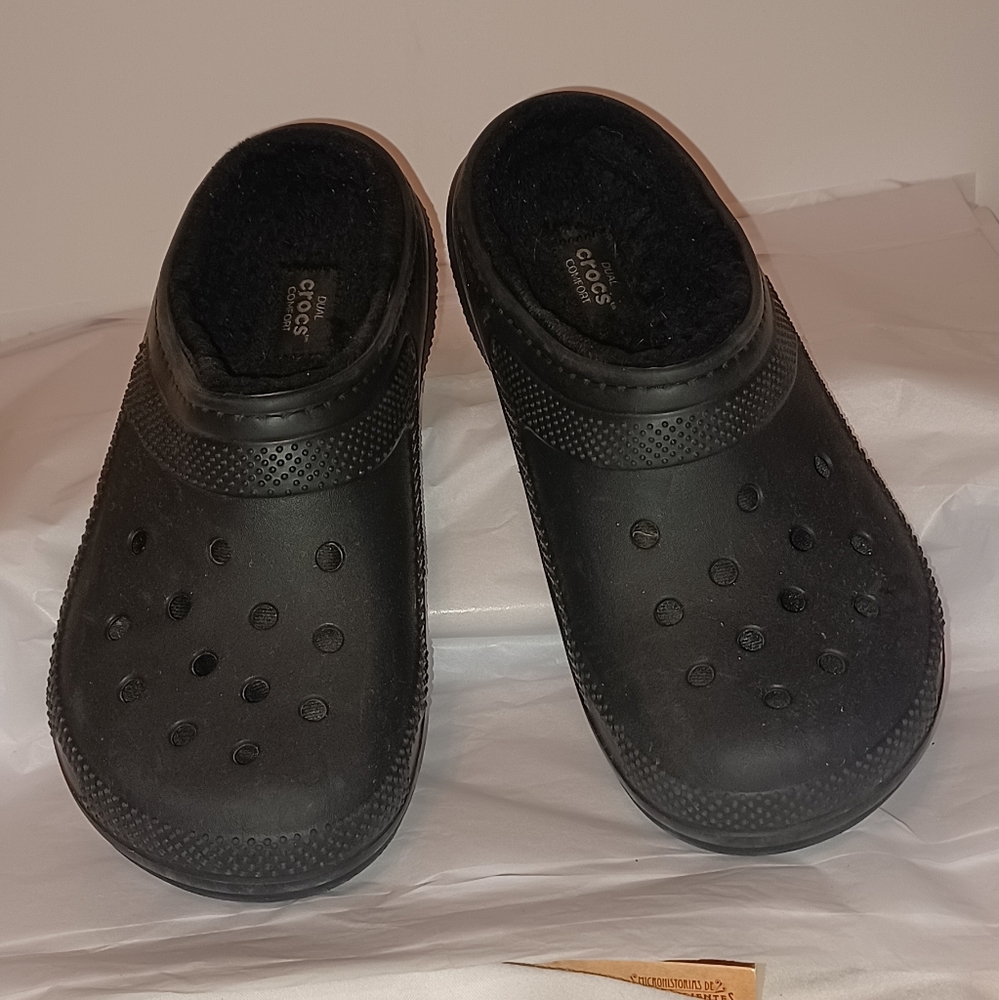 Crocs Fur Lined Slip On Clog Mules - Gem